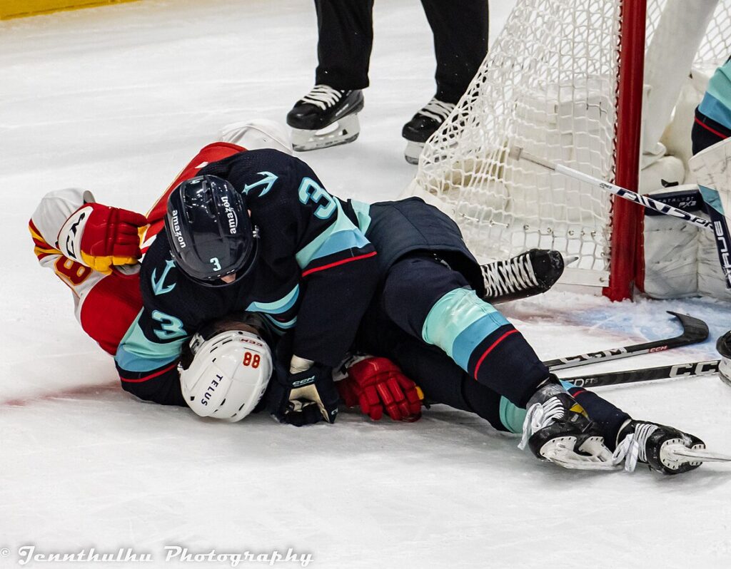 Jacob Melanson Scores First NHL Goal; Kraken Down Flames - Eli Sports ...